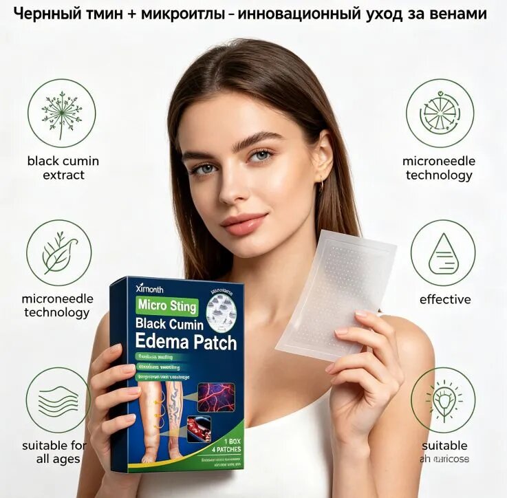 Микронидные пластыри Ximonth Black Cumin для ног 4 шт