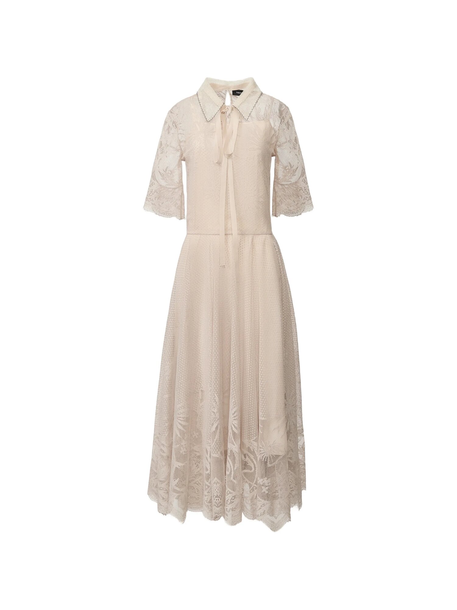 Платье Lace-overlay pussy-bow midi dress