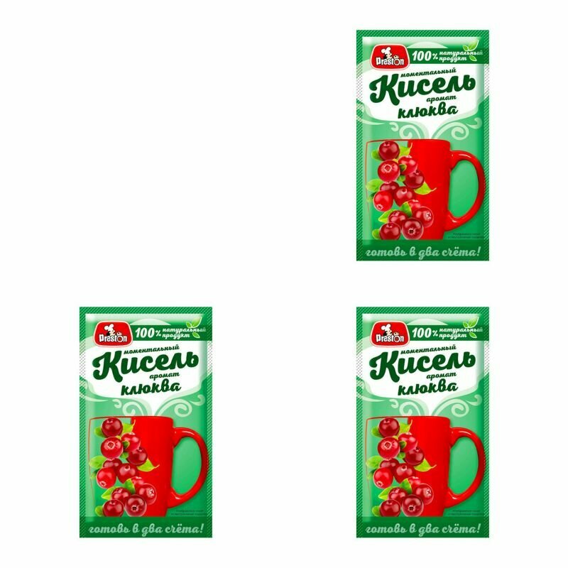 Preston Кисель моментальный, клюква, 30 г, 3 штуки
