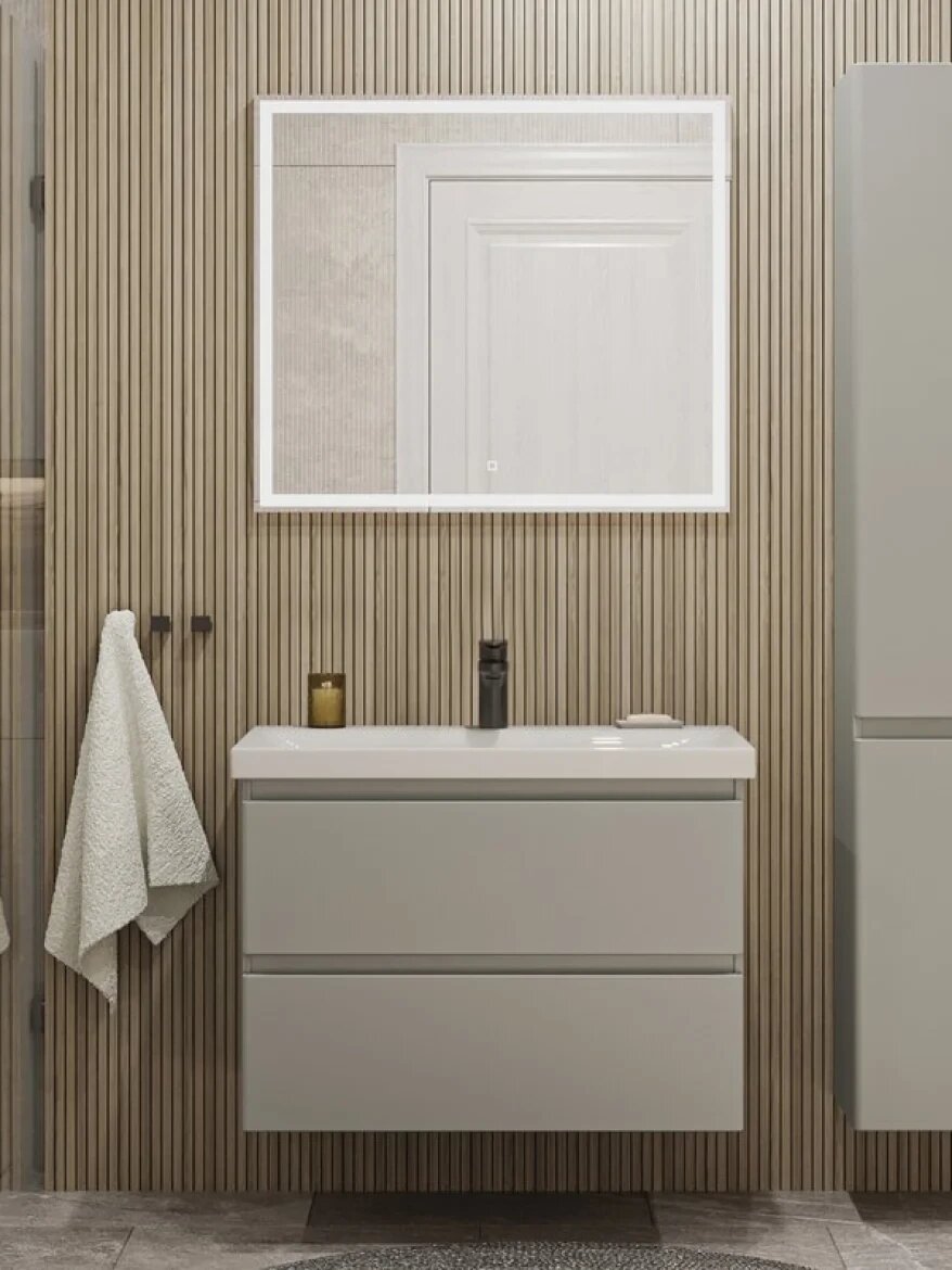 Мебель для ванной комнаты SanStar Riana 80 подвесная, grey, раковина Moduo 80