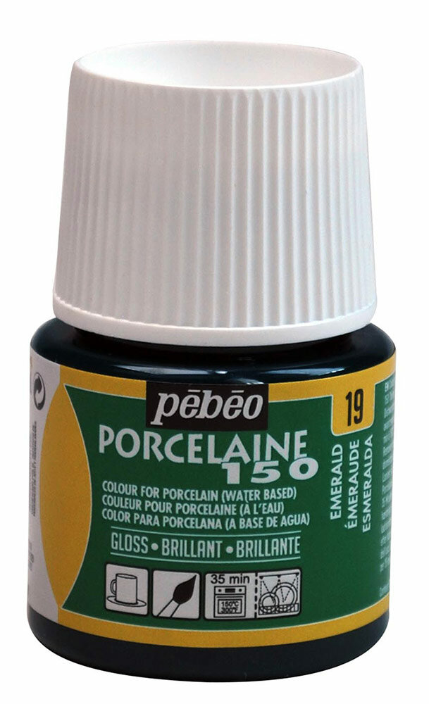 Краска по фарфору и керамике Pebeo под обжиг, глянцевая, Porcelaine 150, 45 мл, изумрудный