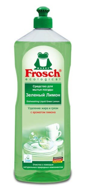 Средство для мытья посуды Frosch "Лимон", защищает чувствительную кожу рук, 1 л (104809)
