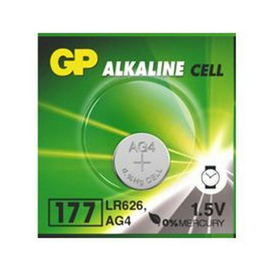 Батарейка GP Alkaline cell 177 AG4 (0%Hg) G4 AG4 LR626 LR66 377 Отрывной блок 1 шт.