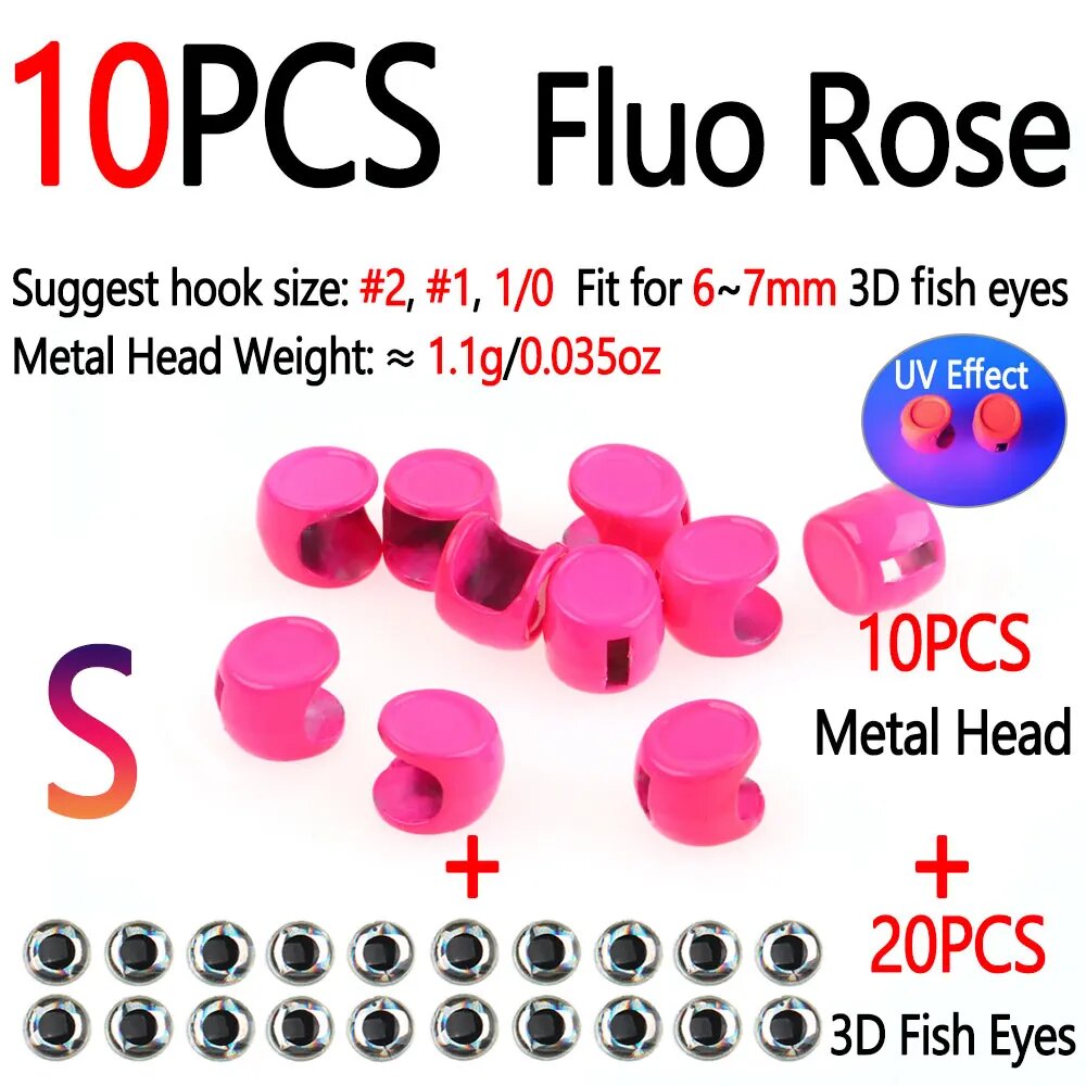 Bimoo Металлические маски для рыбалки 10/12 шт. 10pcs Fluo Rose S
