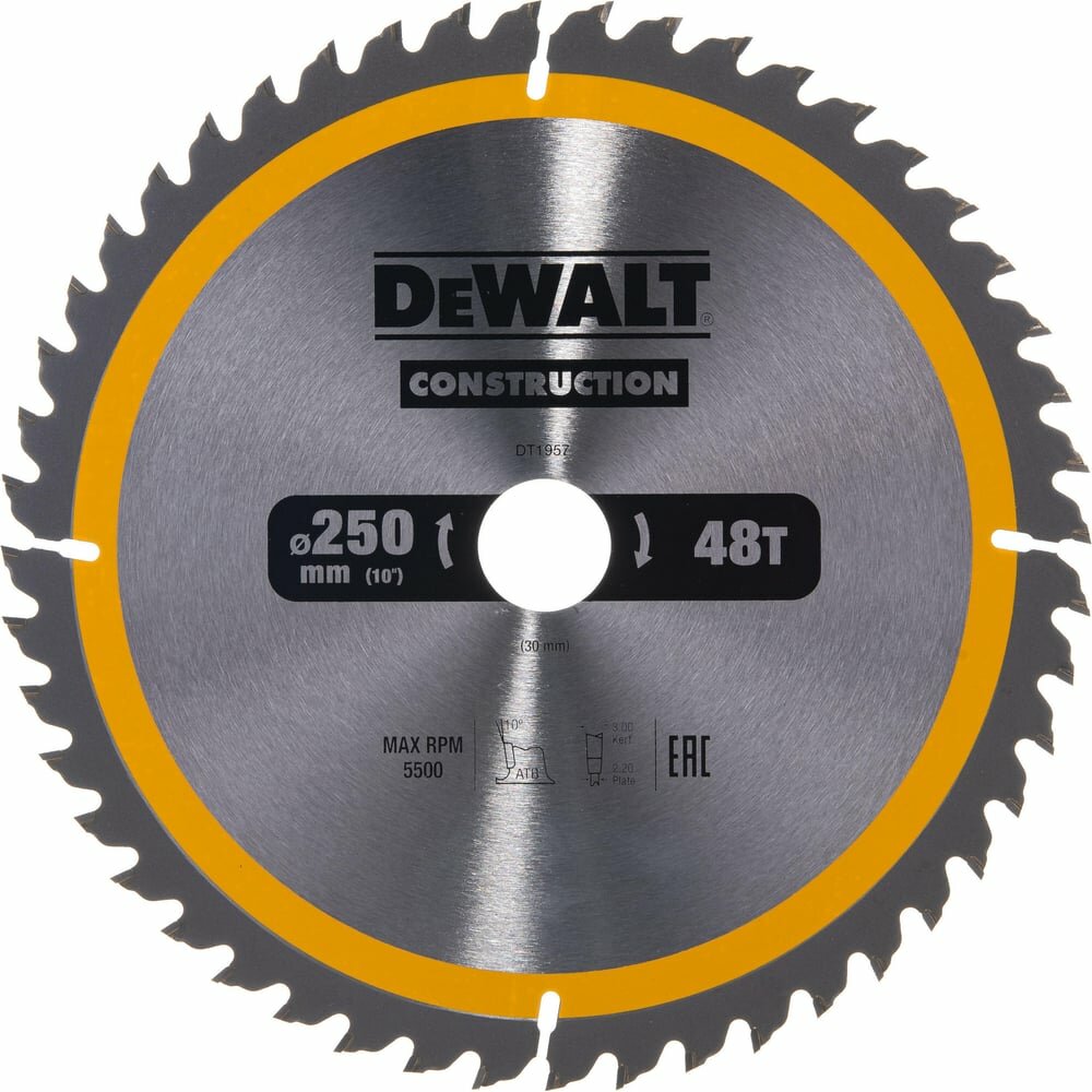 Пильный диск CONSTRUCT (250х30 мм; 48 ATB) DEWALT DT1957 — фото 1