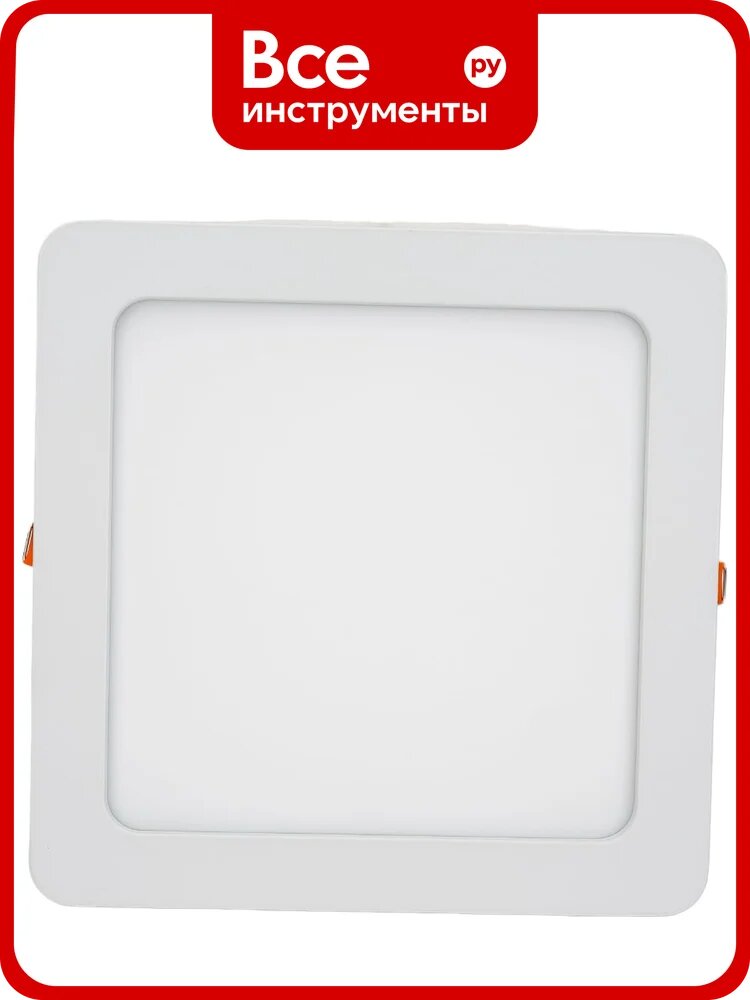 Светодиодный квадратный светильник ЭРА LED 2-18-6K LED 18W 220V 6500K Б0019839 матовый пластик плафон, алюминиевый корпус