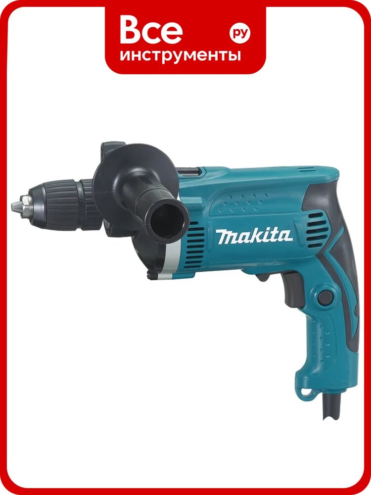 Ударная дрель Makita HP1631 надежная с реверсом, щеточным двигателем и быстрозажимным патроном для сверления