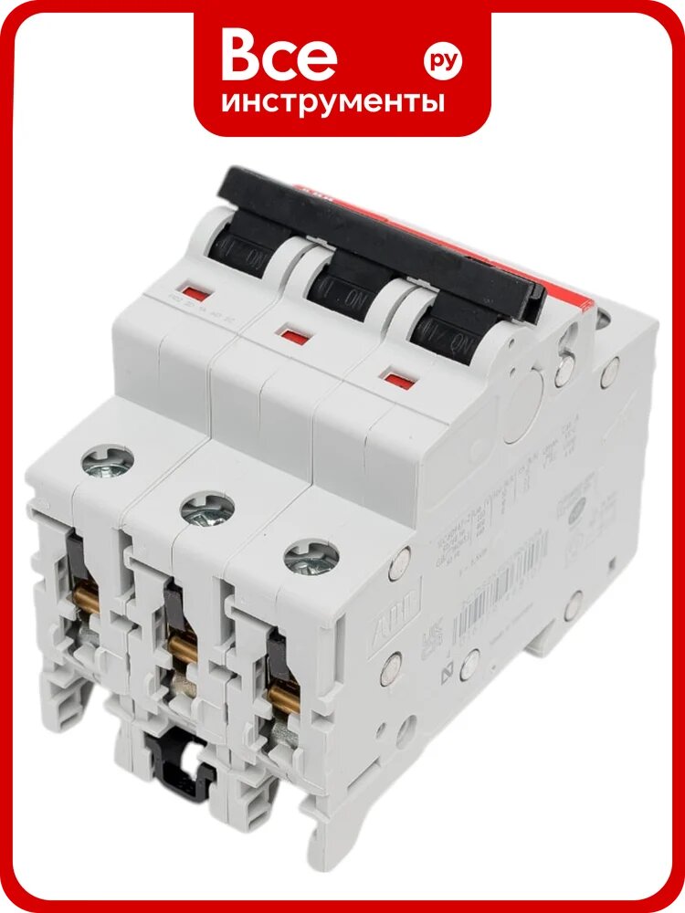 Автоматический трехполюсный выключатель ABB S203 модульный тип C с защитой от пыли и влаги для монтажа на DIN‑рейку