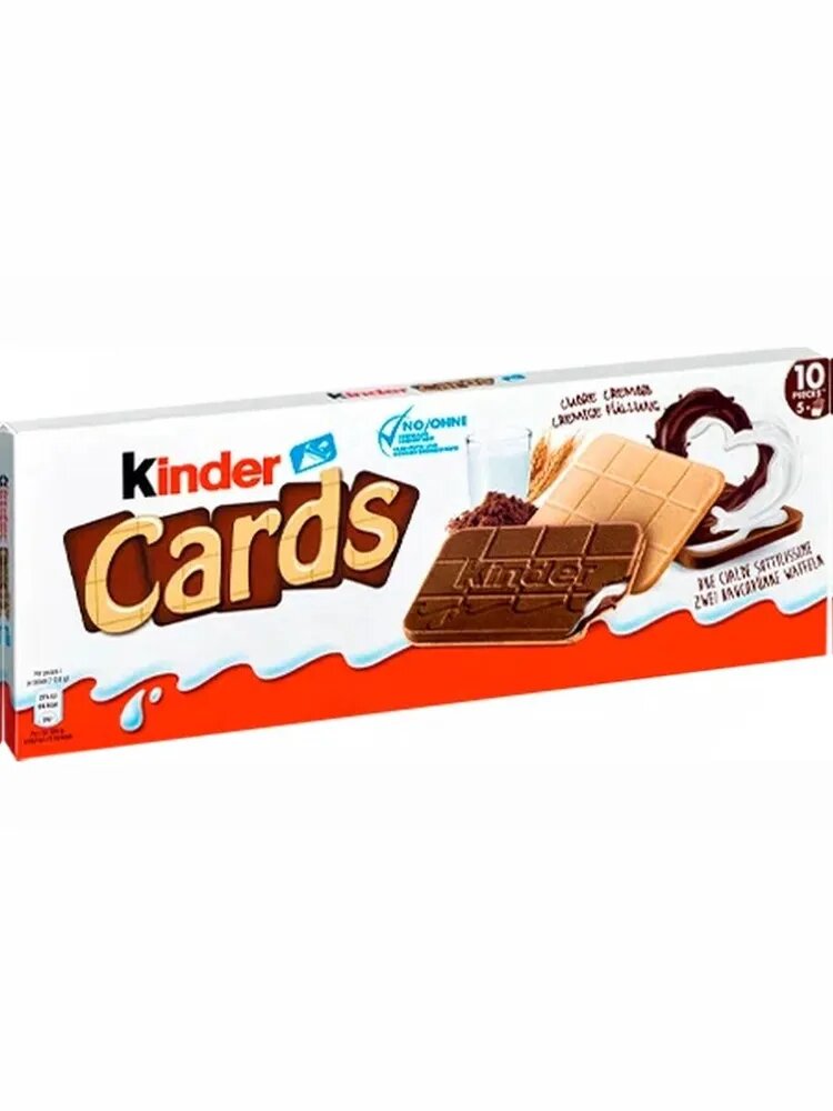 Вафли Kinder Детские открытки, с молочным шоколадом и какао начинкой, 128 г