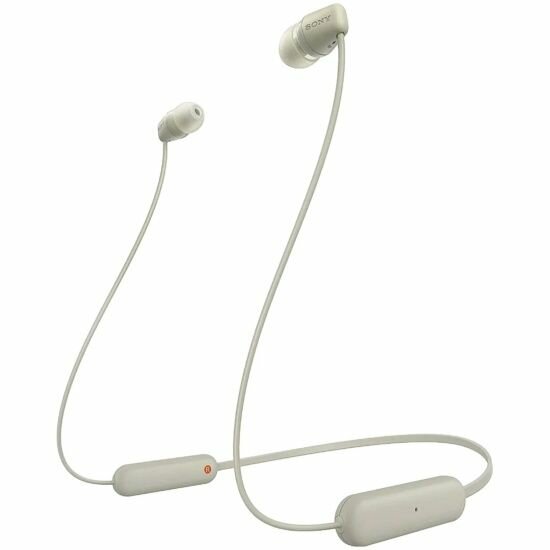 Наушники беспроводные Sony бежевый, внутриканальные, с микрофоном, 185*50*25, WI-C100/CZ