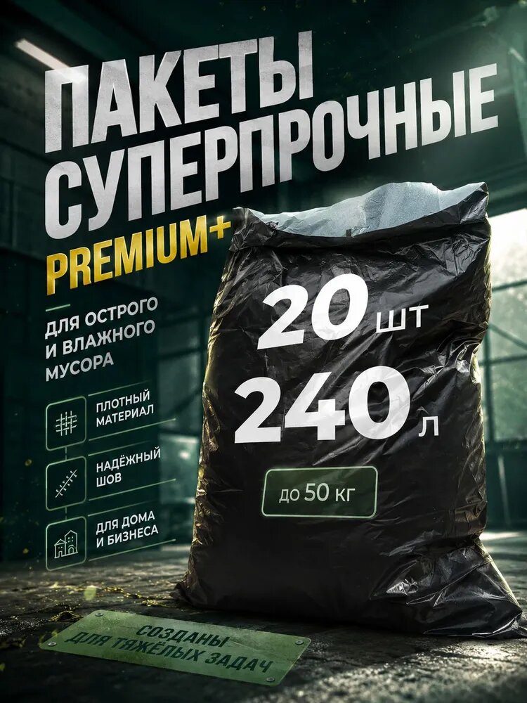 Мешки для мусора 239.9 л, 45мкм, 20 шт
