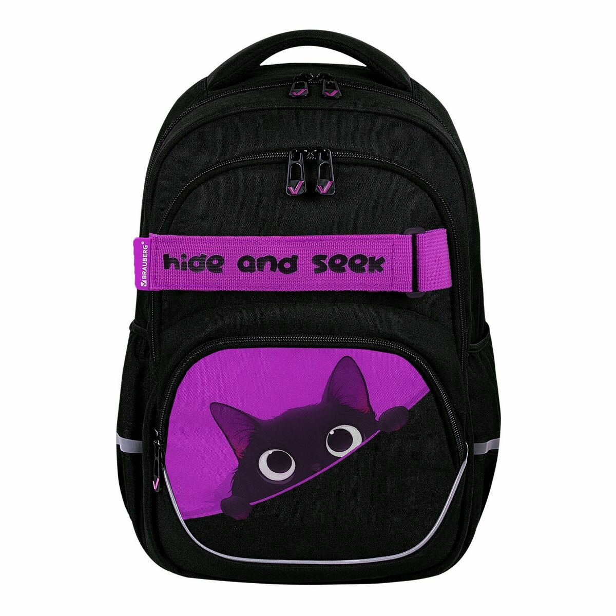 Рюкзак школьный Brauberg MOTION, 2 отделения, 3 кармана, "Hidden kitty", 41х28х17см, 274399