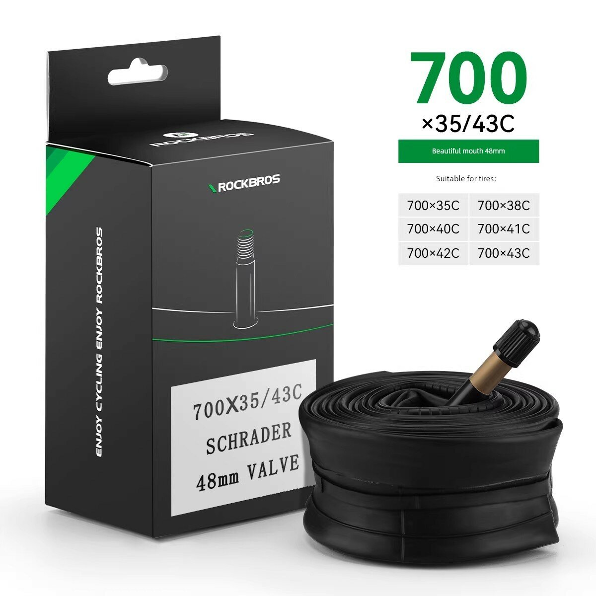 Внутренняя шина для велосипеда 700C 35-43C ширина с английским клапаном, длина 48L, бутадиеновая резина