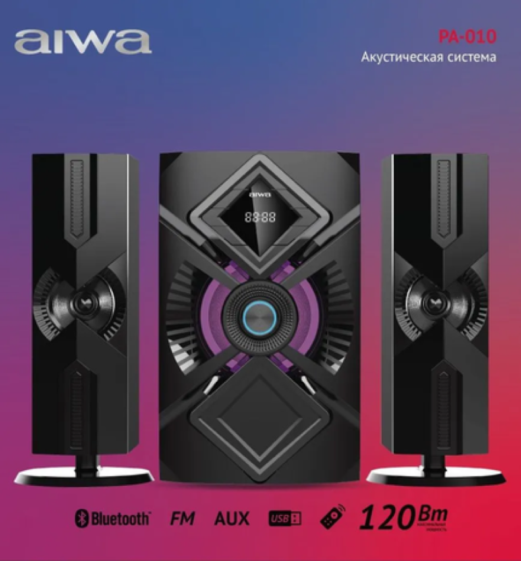 Акустическая мини-система AIWA PA-010, 3 динамика, Bluetooth, FM, USB/SD/AUX, 50 Вт