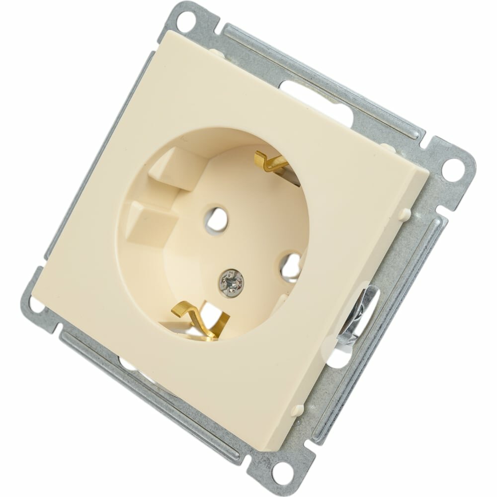 Розетка с заземлением и с защитными шторками, бежевая WESSEN 59 Systeme Electric RS16-152-2-86 — фото 1