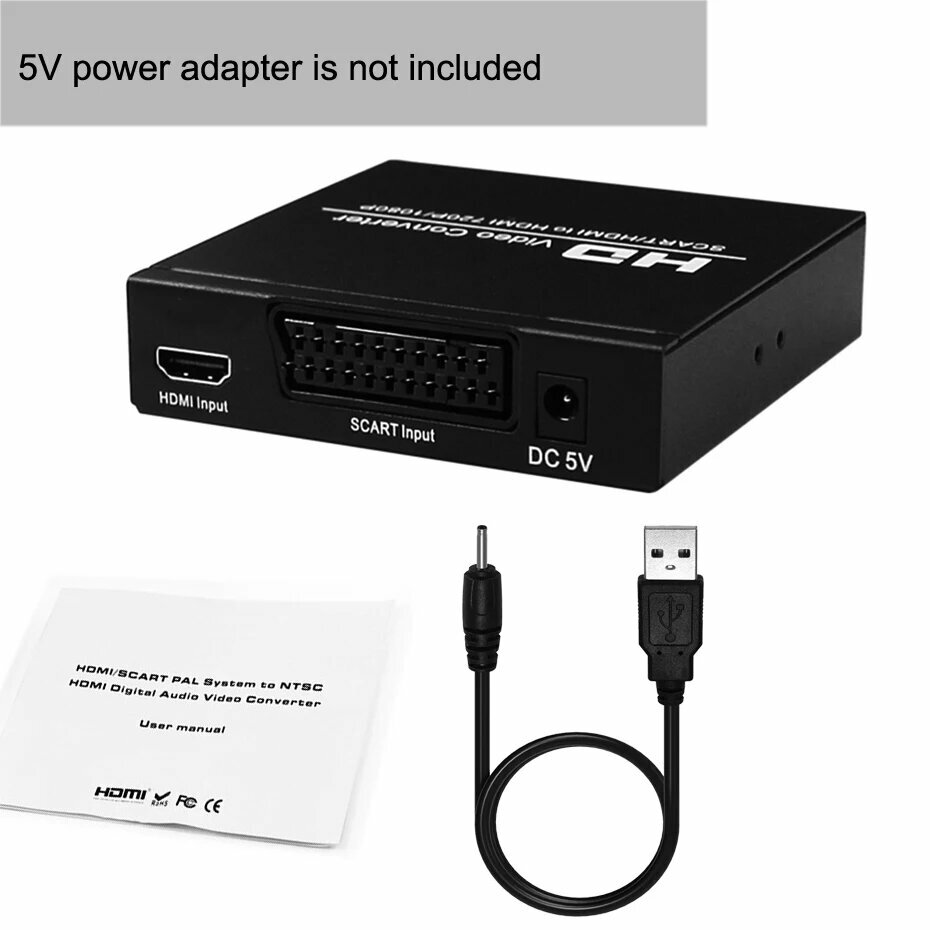 Конвертер SCART в HDMI с USB кабелем
