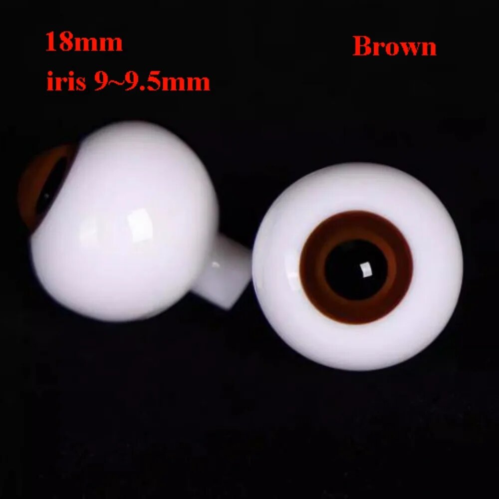 Стеклянные глаза для кукол BJD 1/6 10/18 мм Коричневый, Brown 18mm