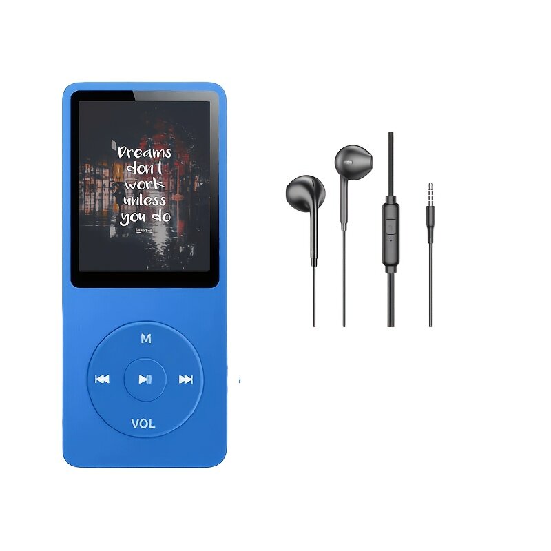 MP3-плеер с высококачественными проводными наушниками, видео, запись, электронные книги, 1,8-дюймовый LED-экран, темно-синий