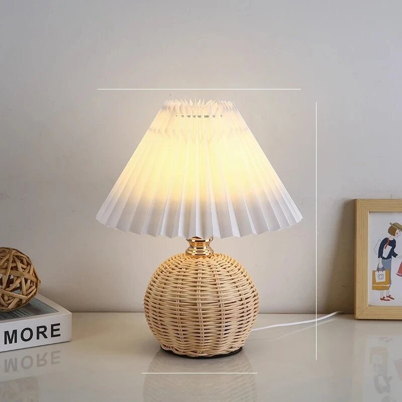 Настольная Лампа В Винтажном Стиле С Плетеным Абажуром, Питание От USB, Ночник Warm Light 1 Switch