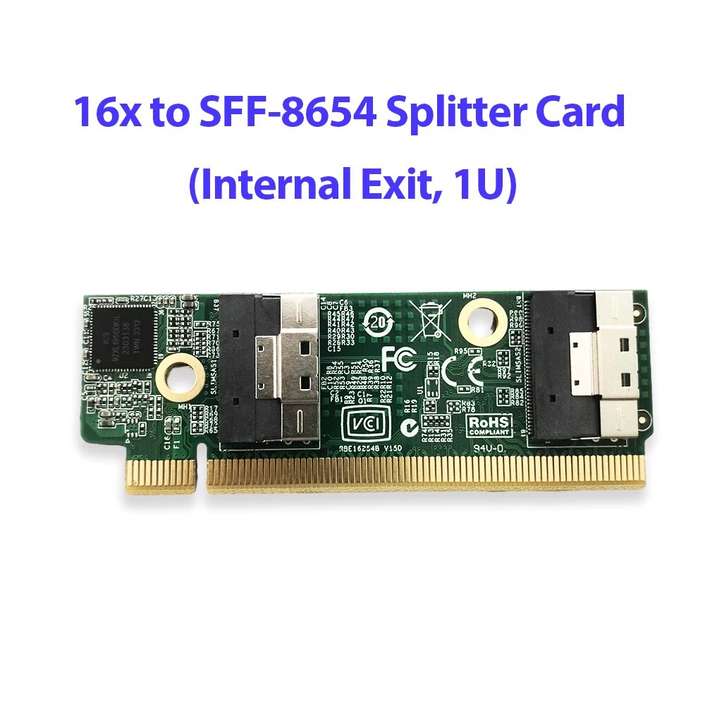 ADT-Link Райзер PCI-E PCIe 4.0/5.0 x16 для Slim SAS SFF-8654 16X to-8654(1U) IN