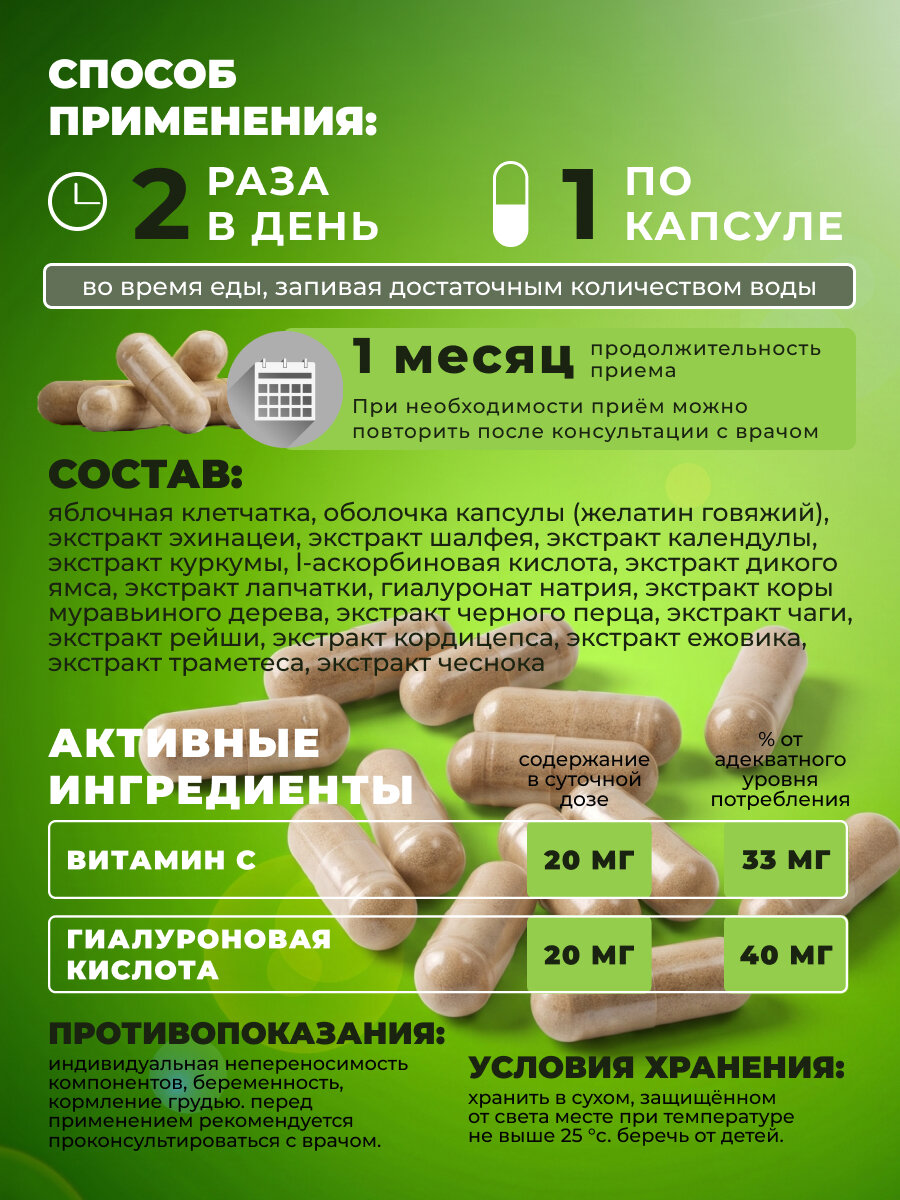 БАД на растительной основе Гепасан, активные ингредиенты, натуральный состав, 60 капсул — фото 1