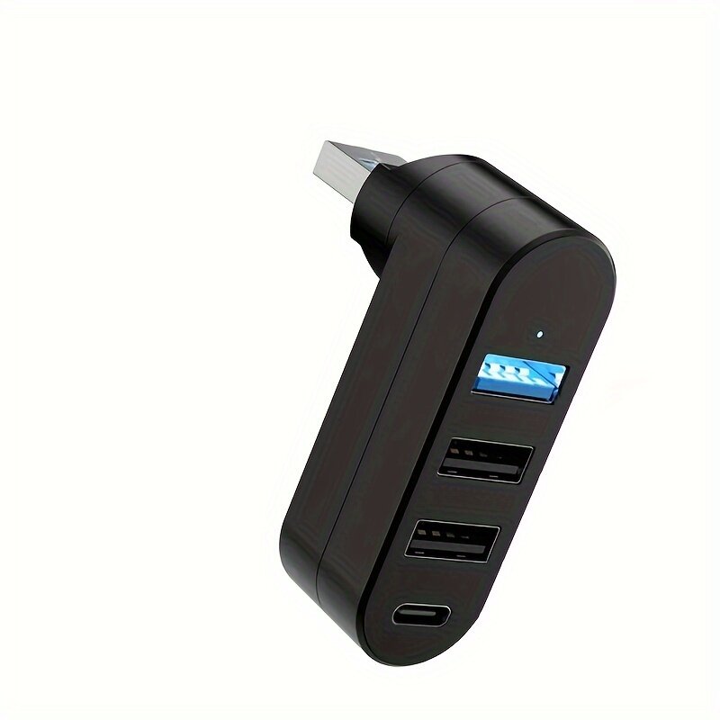 USB-хаб 4-в-1 USB 3.0/2.0 с поворотным адаптером Type-C, удлинитель-концентратор для ПК, черный