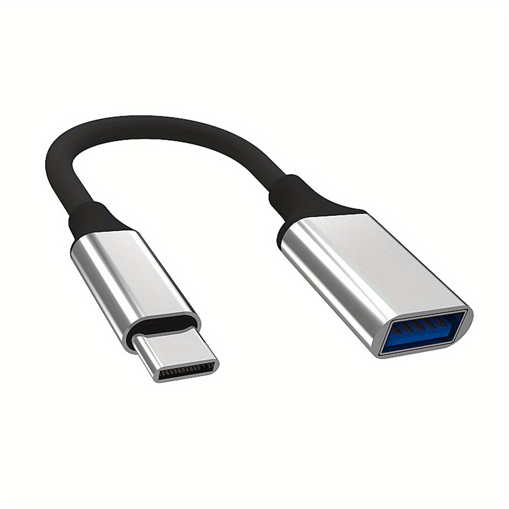 Переходник USB-C на USB 3.0 (Type-C мужской - USB-A женский) OTG кабель, серебристый