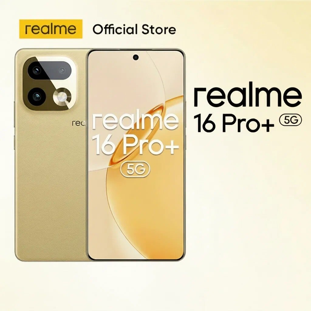 Смартфон realme 16 Pro Plus 5G 12/512 ГБ,6.8" Экран,200 Мп Камера, 50 Мп Телефото объектив, золотой