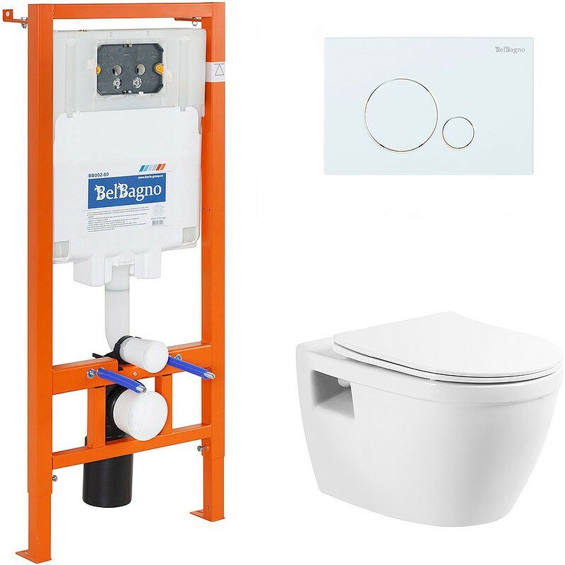 Комплект унитаза с инсталляцией BelBagno Loto BB070CHR/SC/BB002-80/BB014-SR-BIANCO