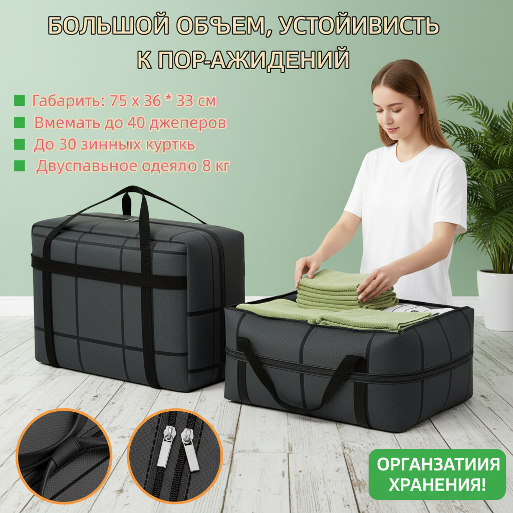 Сумка чехол органайзер 75x36x33 см черного цвета с ремнем через плечо для перевозки вещей складная модель легкий вес
