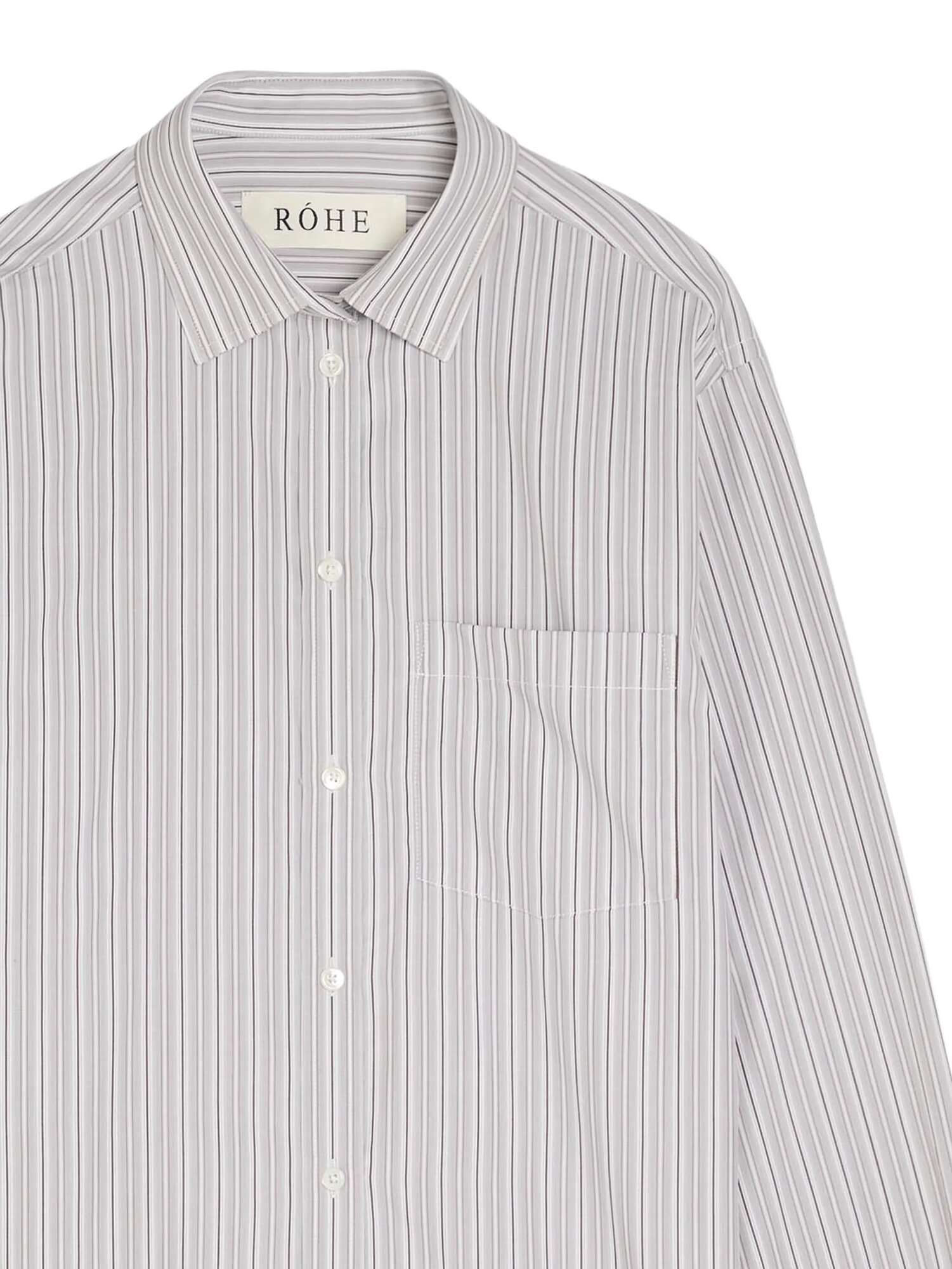 Рубашка ROHE Striped cotton shirt, размер 40, бежевый/белый — фото 1