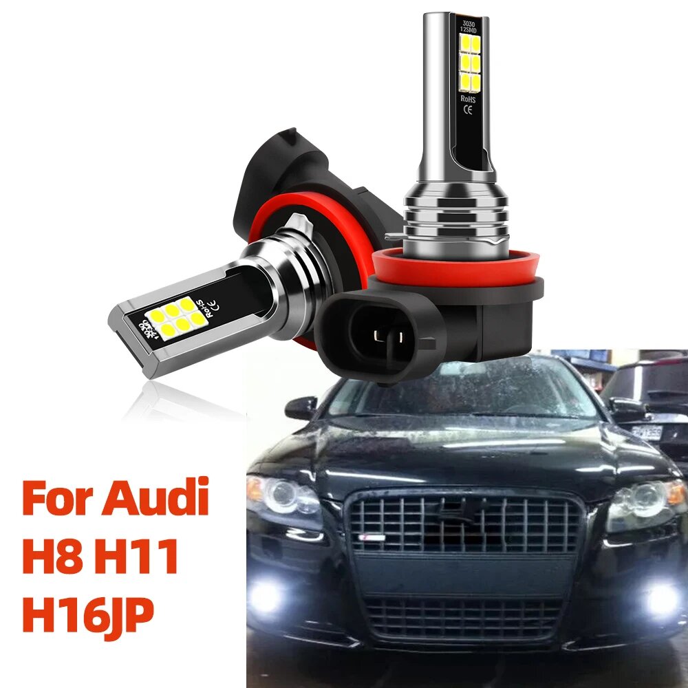 2 шт. H8 H11 H16JP 6000K белые светодиодные лампы противотуманных фар для Audi A3 A4 A5 A6 A8 Q3 Q5 S4 Замените светодиодные 3030 SMD автомобильные передние противотуманные фары
