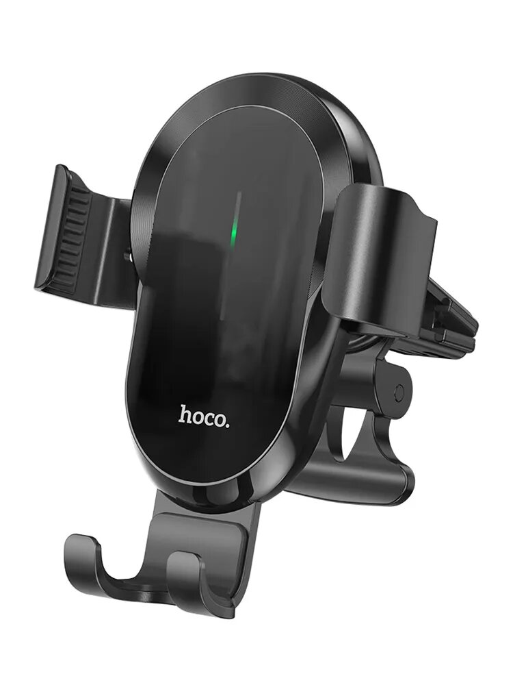 Держатель для телефона автомобильный HOCO CA105, с беспроводной магнитной зарядкой 15W, в воздуховод, с двумя фиксаторами, с кабелем USB-A-Type-C, серый