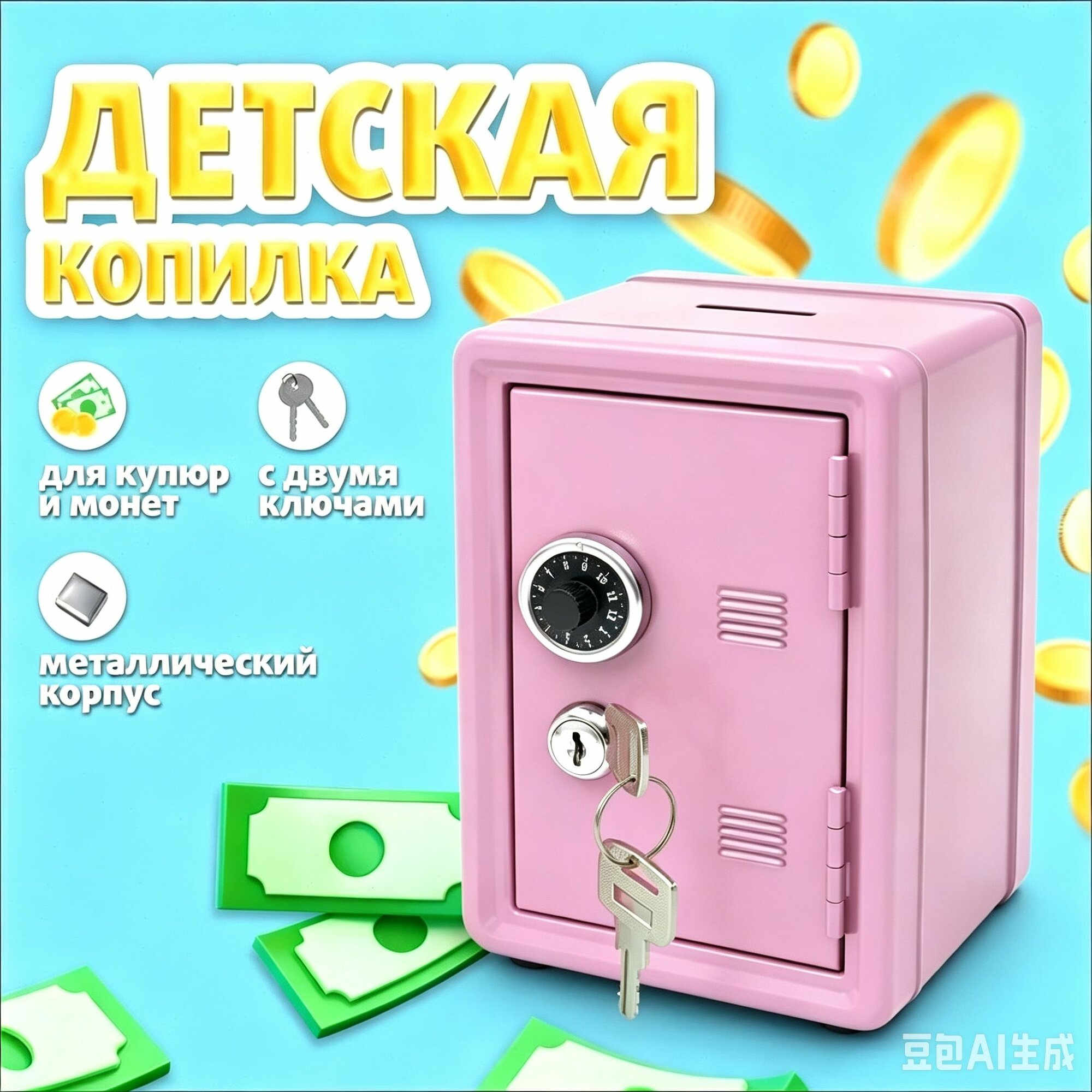 Копилка для денег "Розовый", 12х18 см, 1 шт
