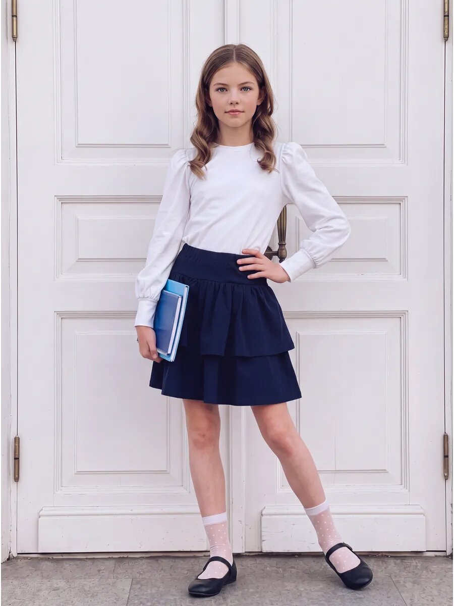 Юбка-шорты Stylish Baby школа, размер 128, синий, черный — фото 1