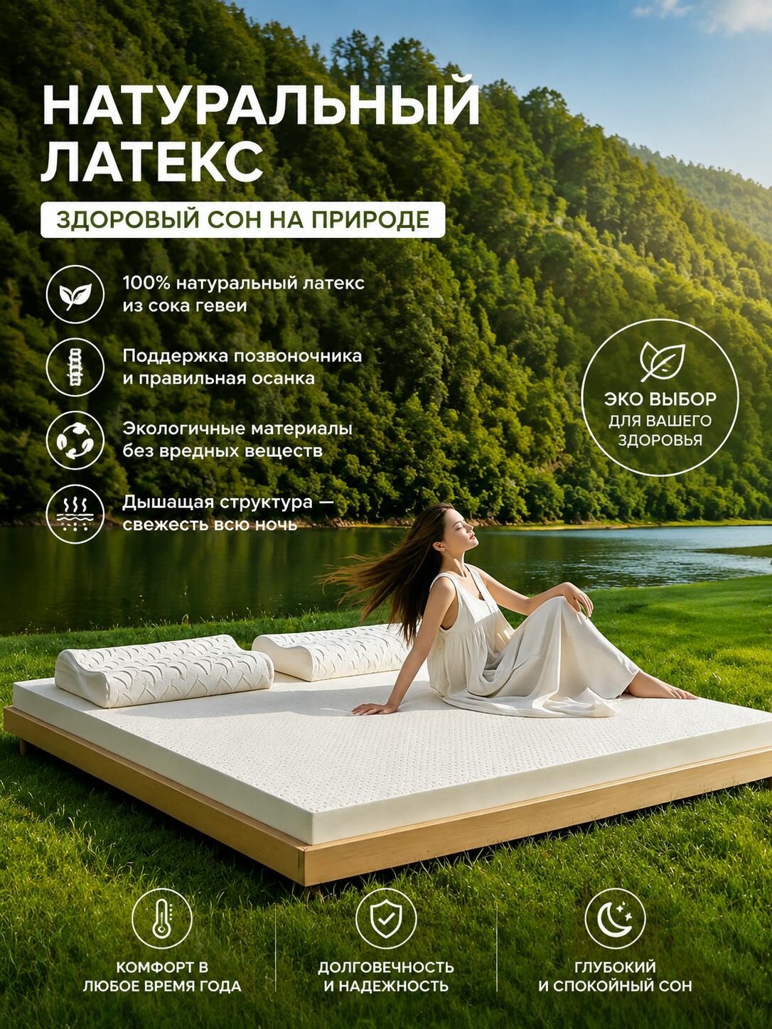 Матрас, Беспружинный, 90х220 см