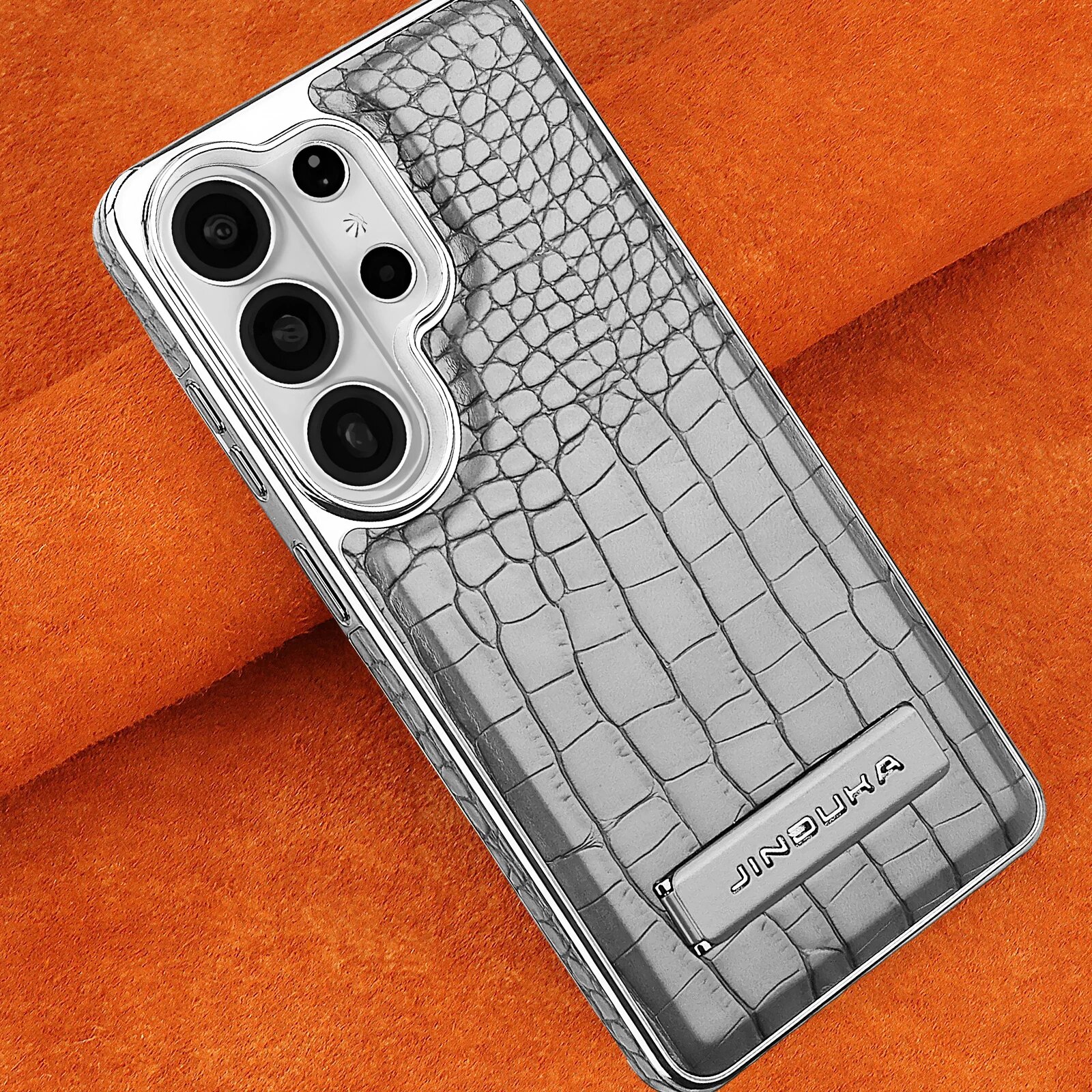 Чехол кожаный для Samsung Galaxy S26, серый