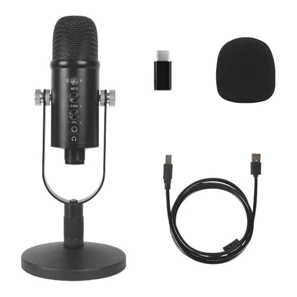USB-микрофон профессиональный Plug Play Studio со стойкой, черный