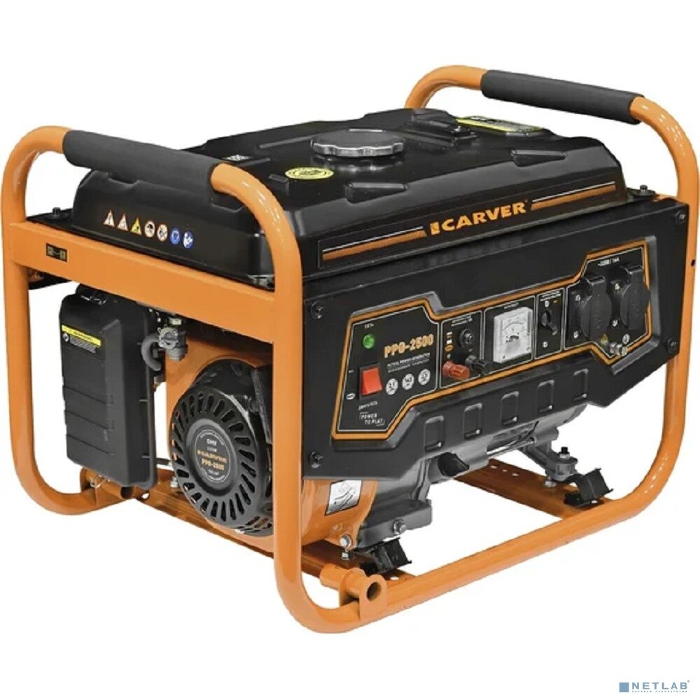 Генератор CARVER PPG- 2500 бензин [01.020.00009] { (LT-168, 2,1/2,3кВт, 220В, бак 15л, обмотка медь)16шт/пал }