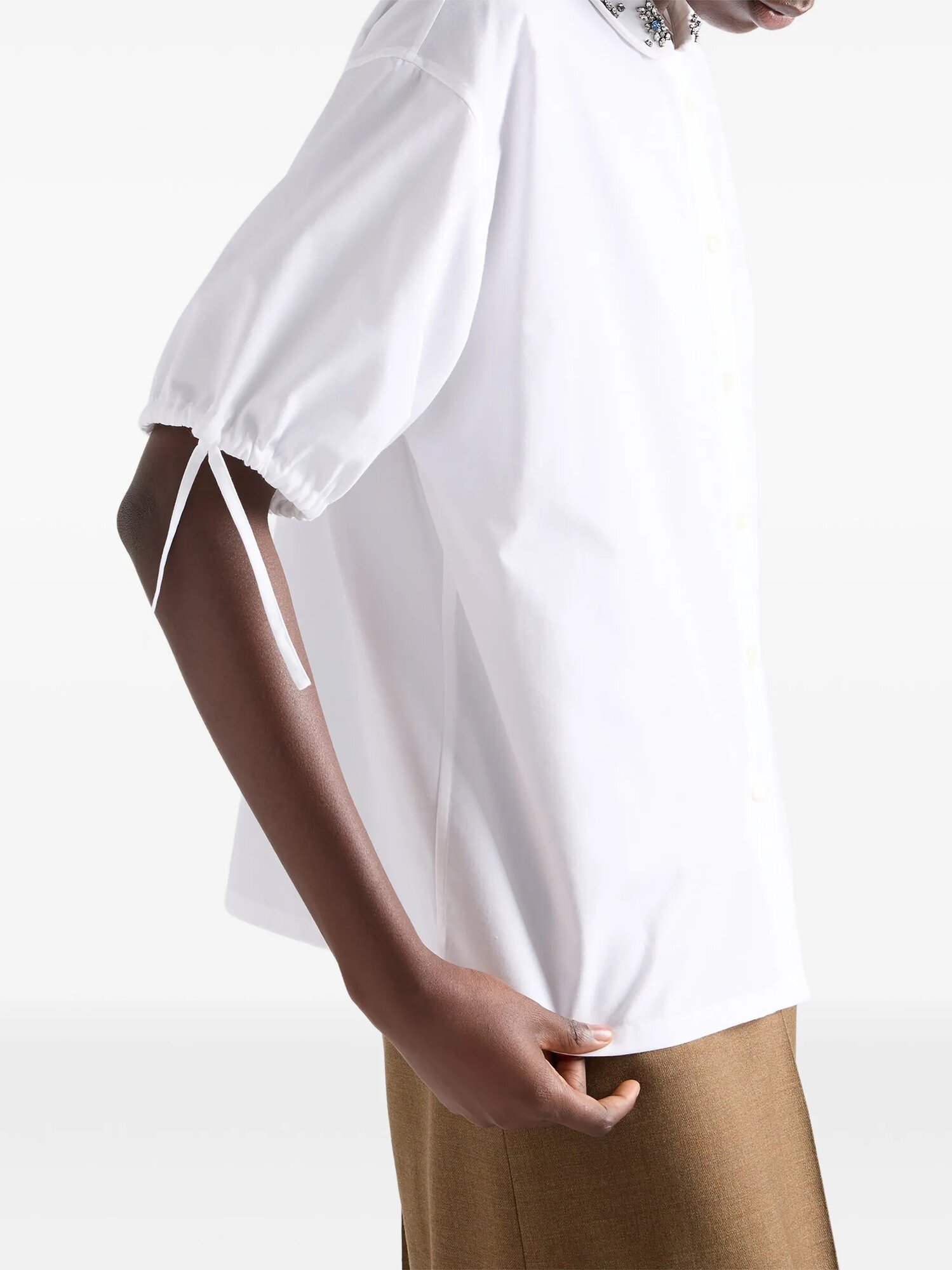 Рубашка Prada Poplin shirt, размер 38 EU, бежевый/белый — фото 1