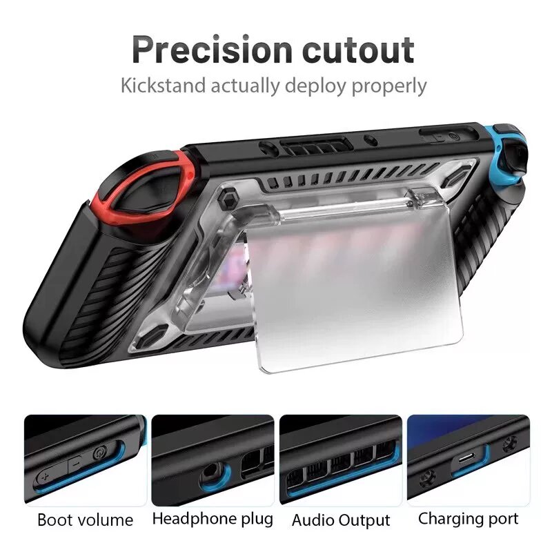 Защитный чехол для Nintendo Switch OLED - Шокопрочный силиконовый чехол с интегрированной ручкой, Черный вариант