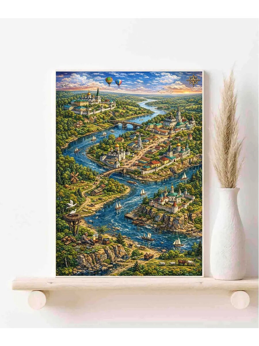 Старица, Россия, Fantasy Map, Карта, Плакат 30x42см