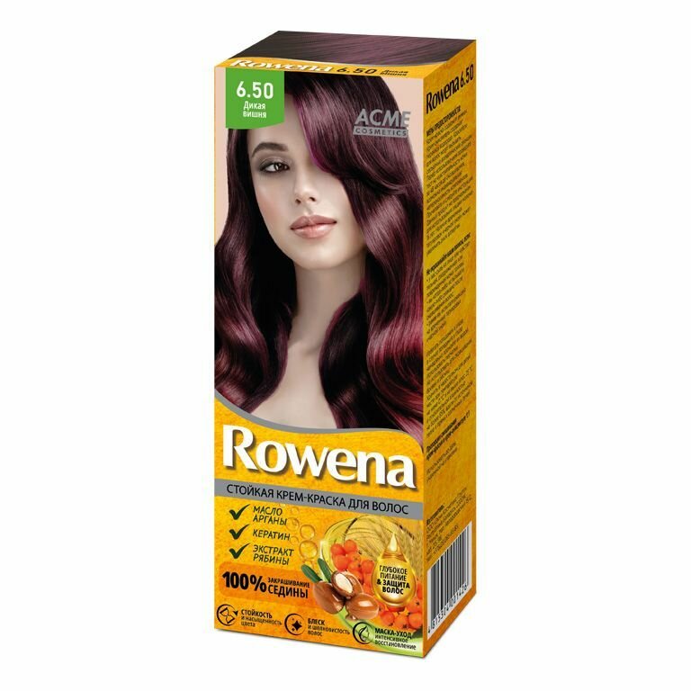 ROWENA Стойкая Крем - Краска для волос аммиачная, тон 6.50 Дикая вишня