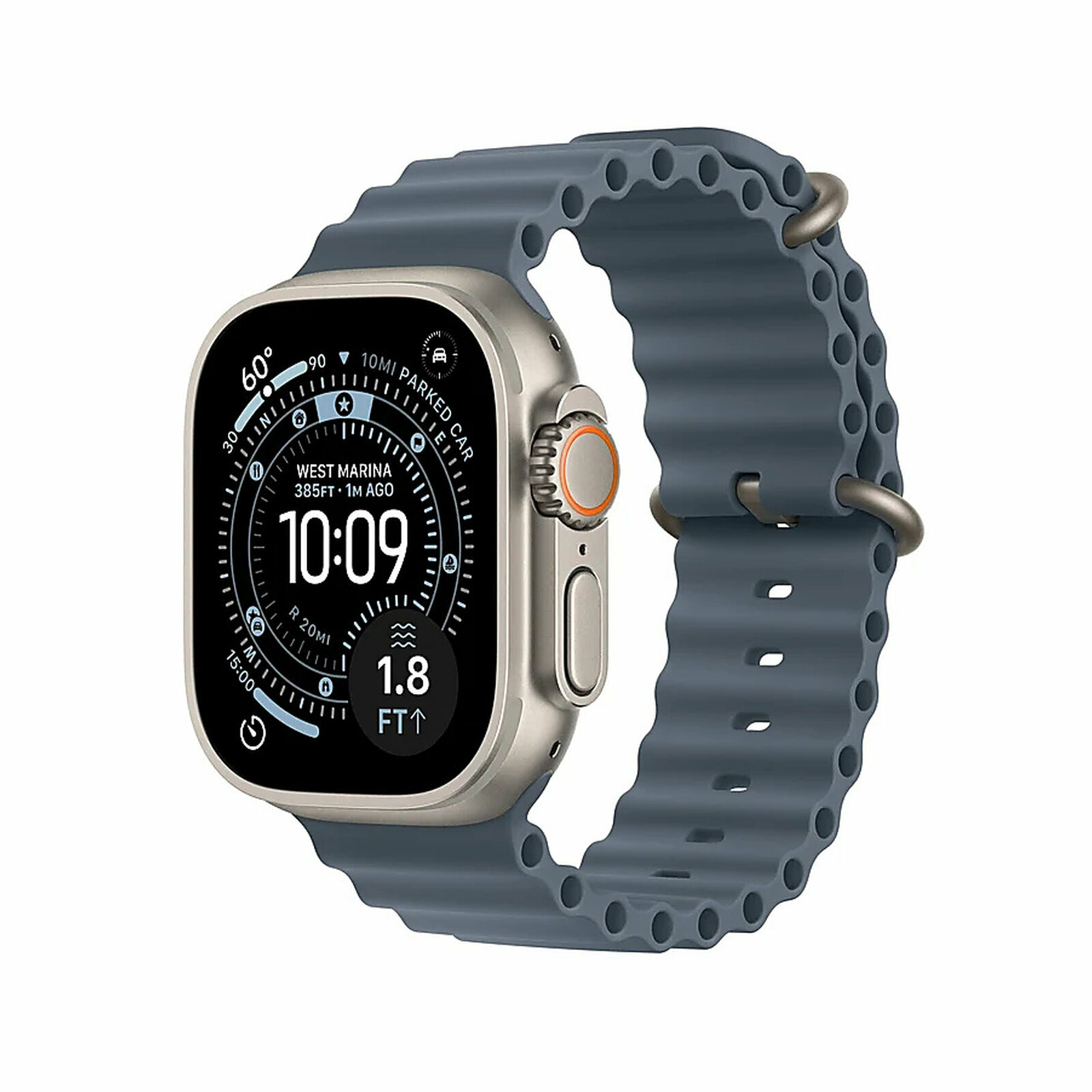 Умные часы Apple Watch Ultra 3, 49мм, Natural Ti (Титан), Anchor Blue Ocean Band Navy (Темно синий) (MEWH4)