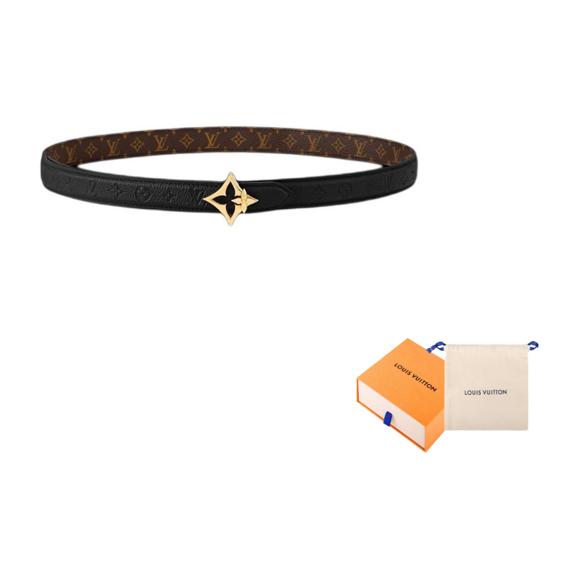 LOUIS VUITTON FLOWERGRAM Холст кожа коровы ремни женские черный коричневый ширина корпуса 2 см 85