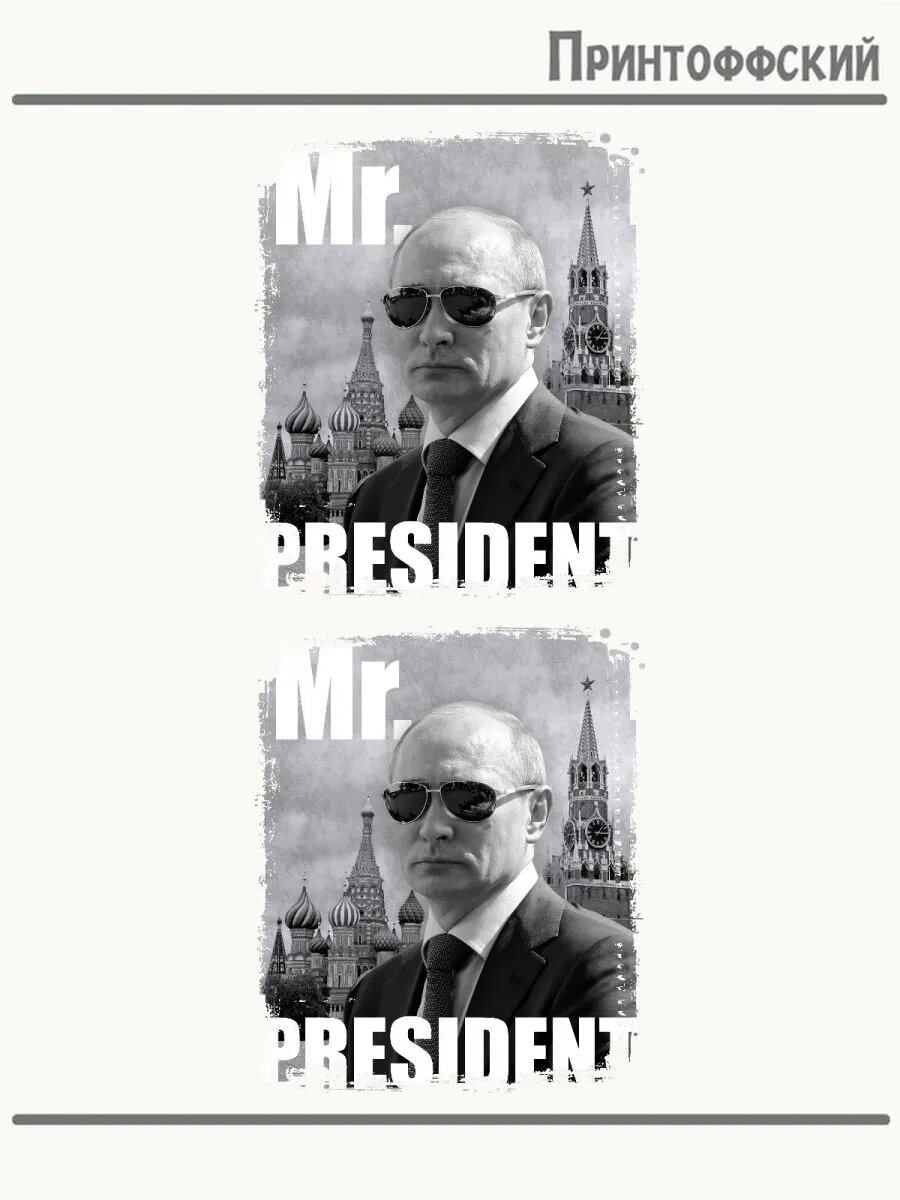 2-е (Две) Термонаклейки президент россии путин mr president