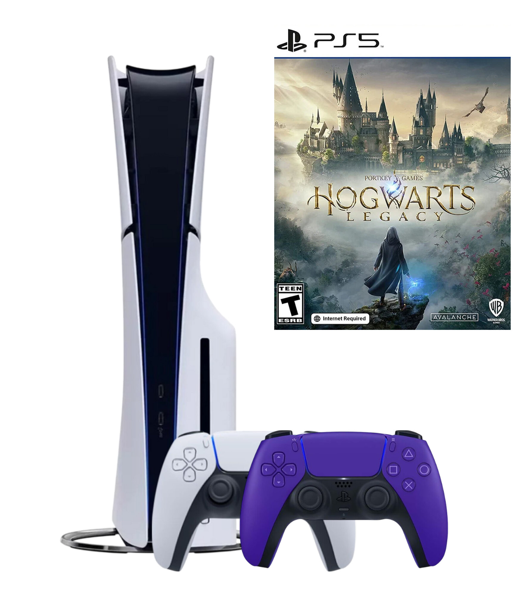Игровая приставка PlayStation 5 Slim + 2й геймпад галактический пурпурный + игра Hogwarts Legacy