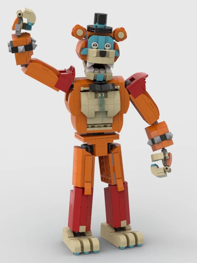 Комплект блоков Glamrock Freddy FNAF, подвижная модель медведя 698 шт для коллекционеров хоррор игр
