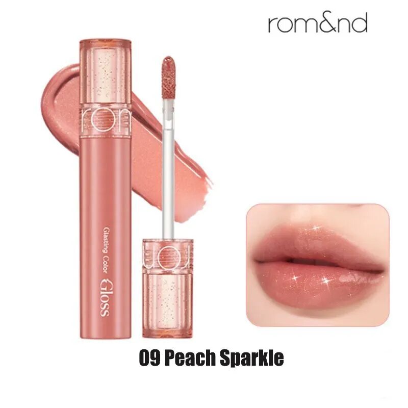ROM&ND блеск для губ (09 Peach Sparkle ) ROMAND Glasting Color Gloss 4g, корейская косметика