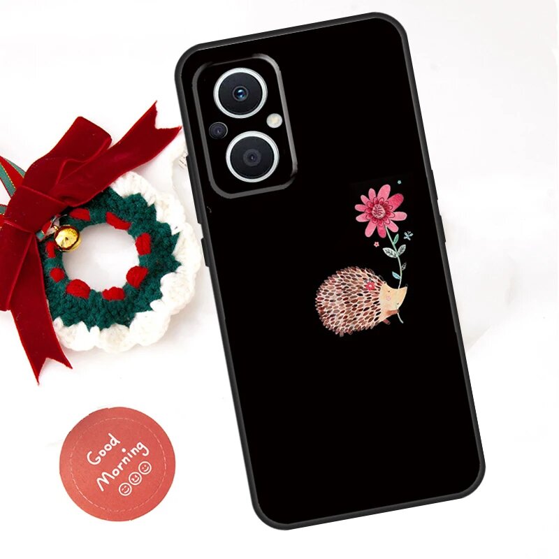 Милый чехол с ежиком для OPPO Reno 15 F 14F 12F 11F 10 11 12 13 Черный, XXX1646, For OPPO Reno15 Pro